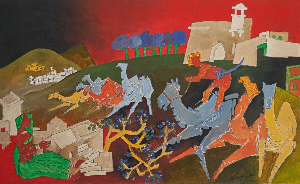 Maqbool Fida Husain | Rajasthan Landscape (1970) | MutualArt