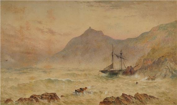 Harry Williams | Rocky coastal scene with shipwreck (19th Century ...