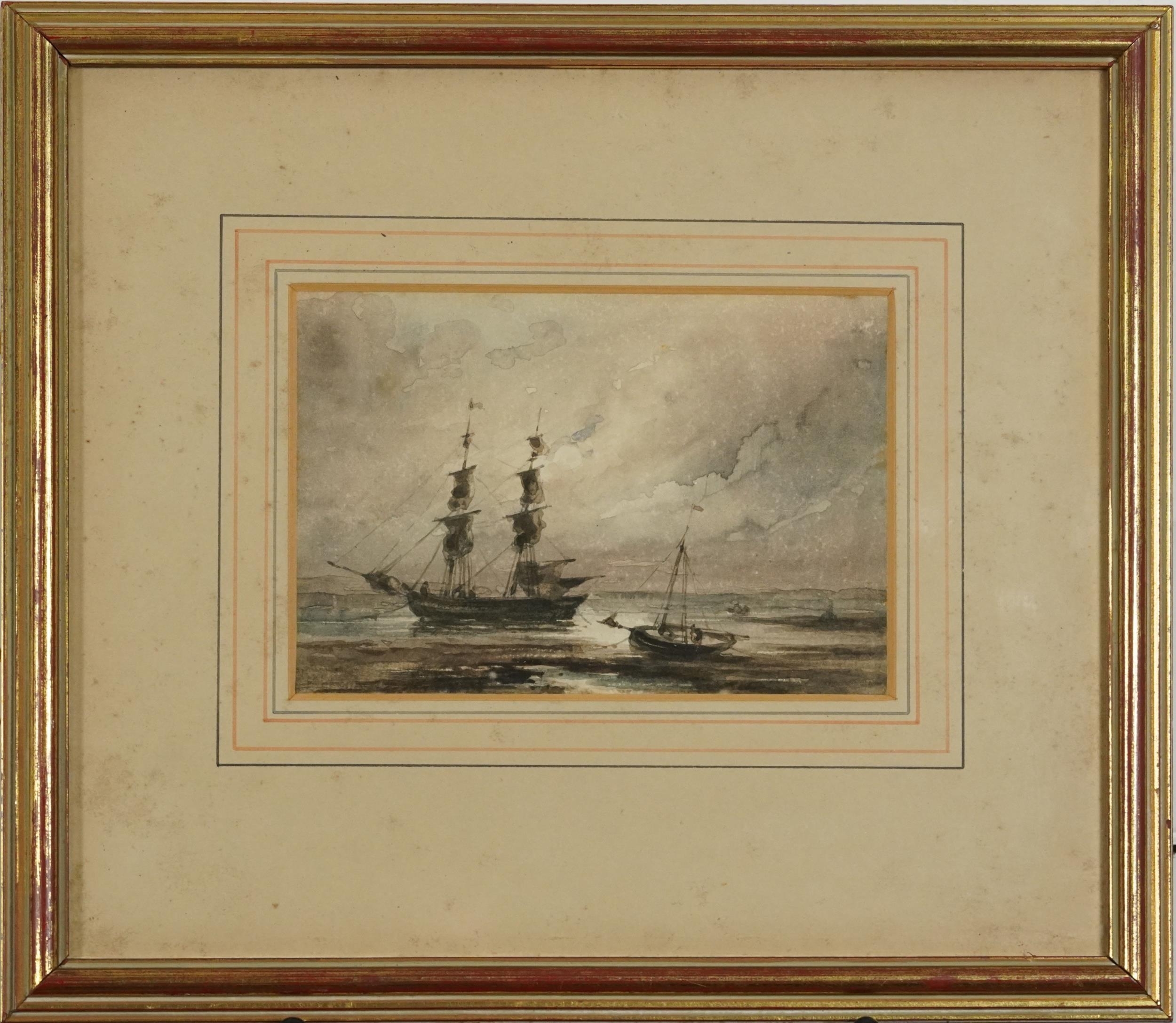 George Rowe | Coastal scene with ship at twilight (19th Century ...