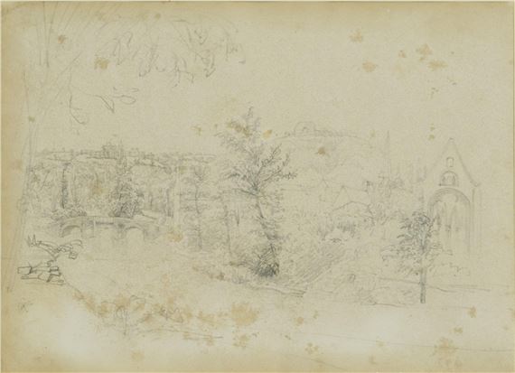 Clarkson Frederick Stanfield | Village landscape with church and bridge ...