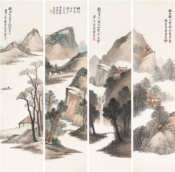 Jiang Shuo | Four Landscape Screens | MutualArt