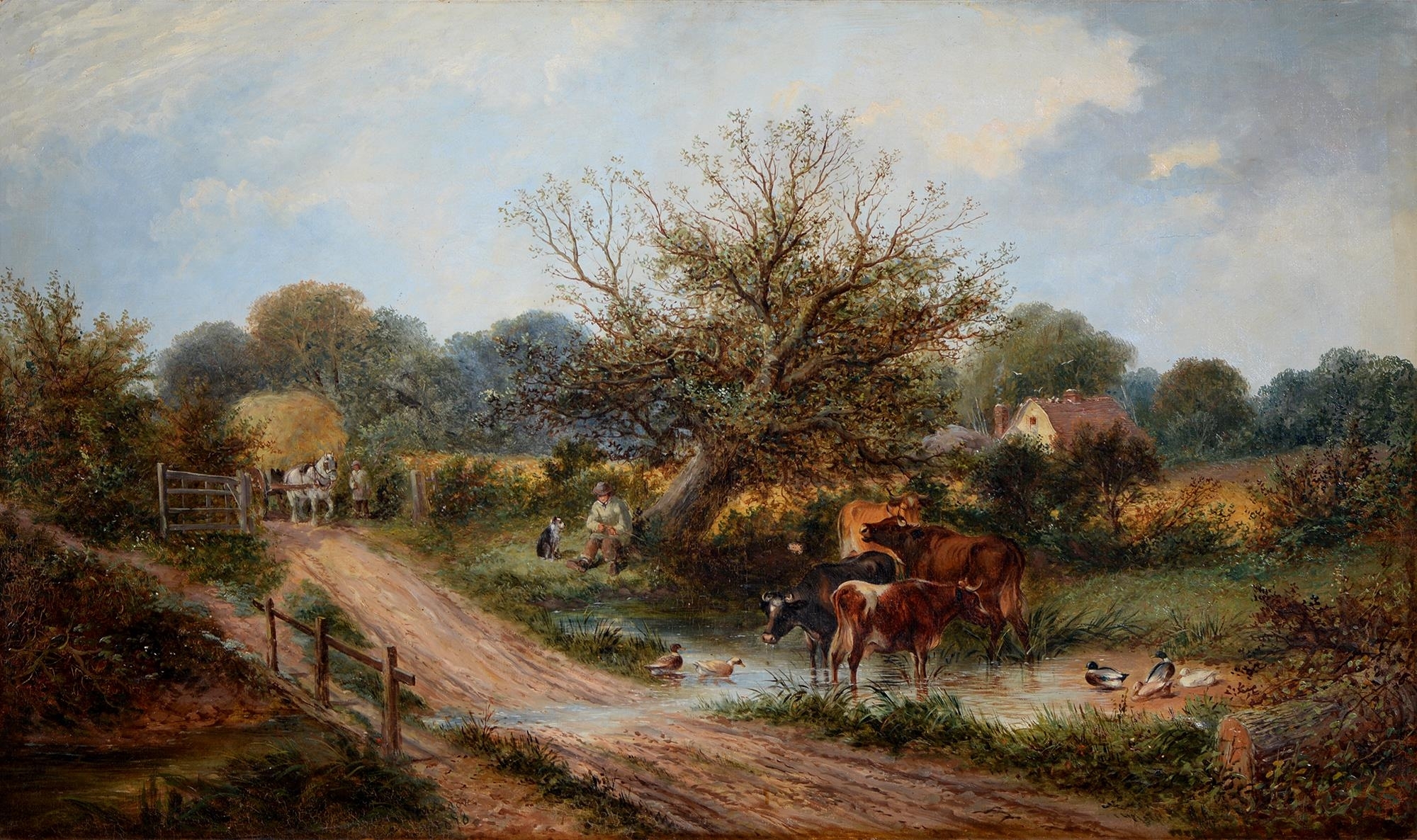 James Edwin Meadows | - The Farm Pond, (1878) | MutualArt