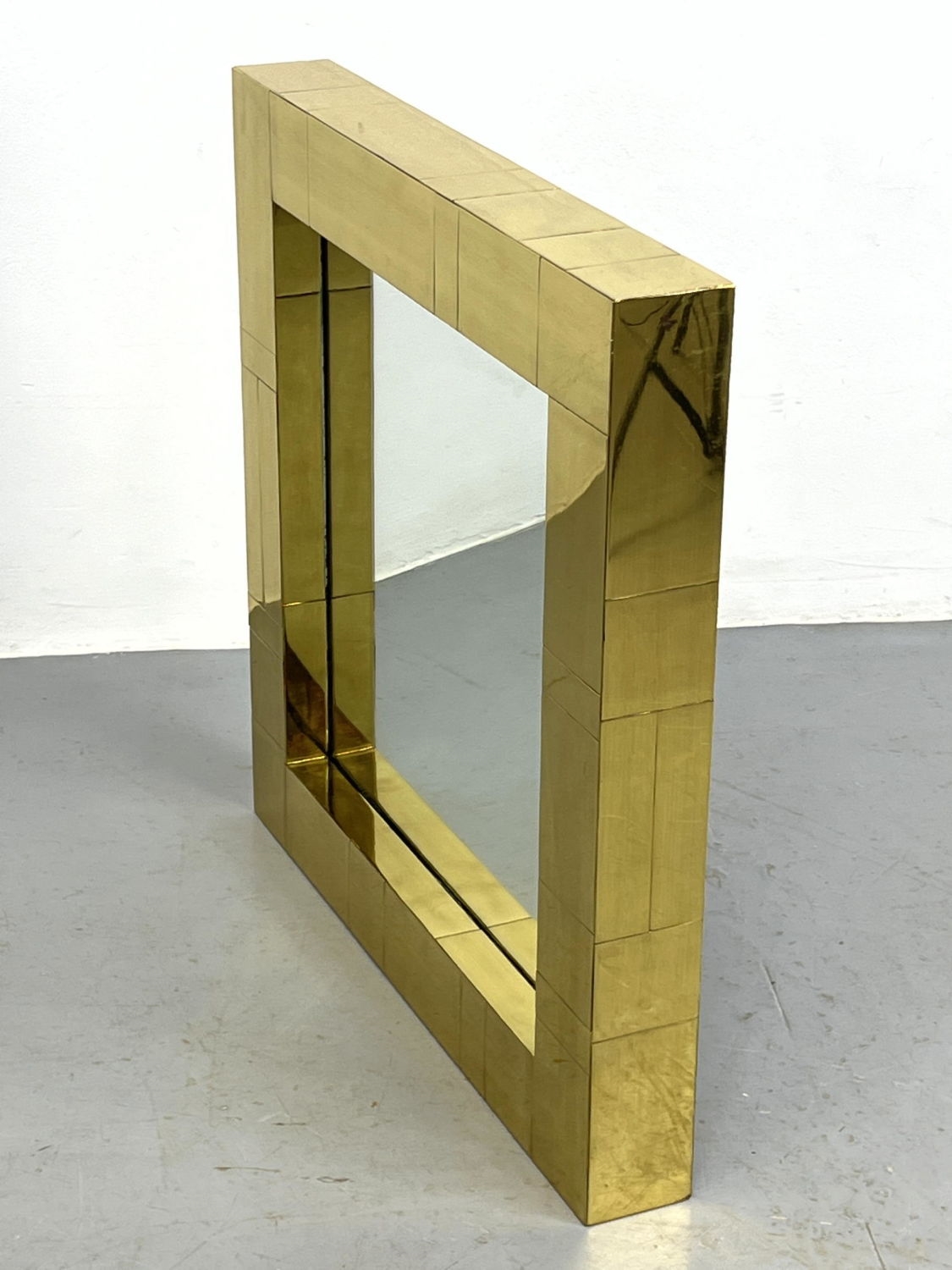 Paul Evans | Paul Evans Style Chrome Patchwork Wall Mirror. Unmarked ...