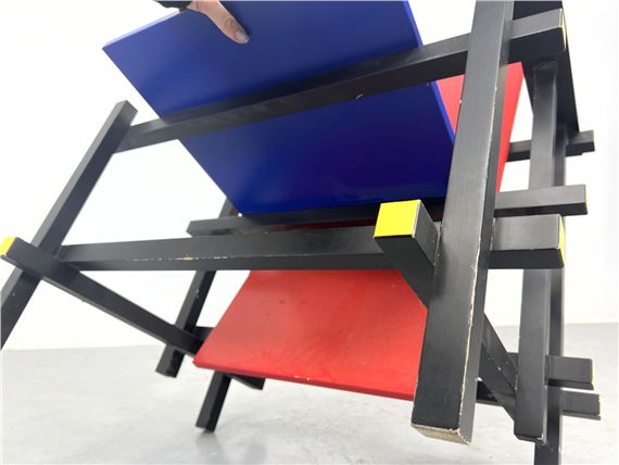 Gerrit Rietveld | Gerrit Rietveld Style Bauhaus Red and Blue Chair ...