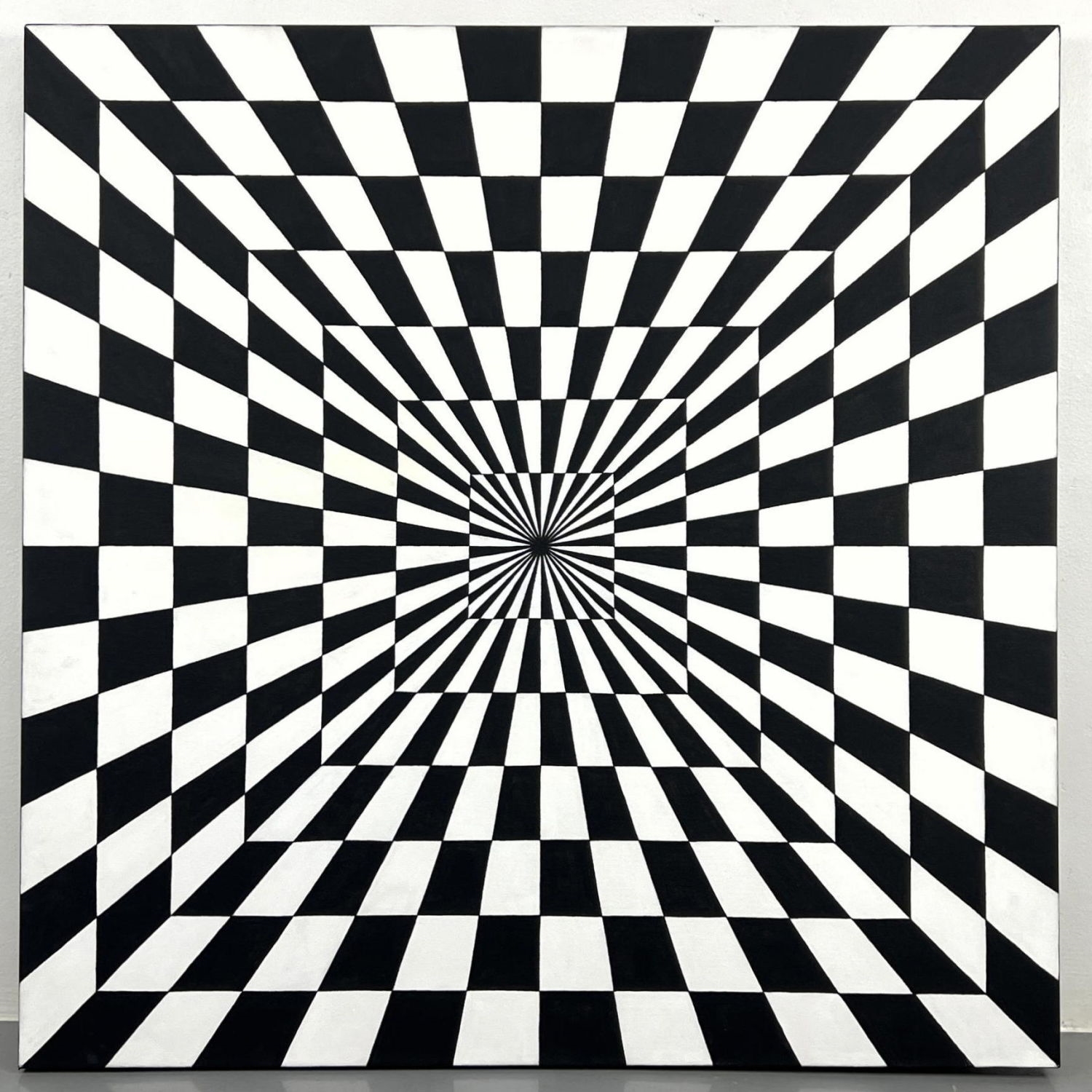 Tim Fisher | Lg TIM RAY FISHER Black and white Op Art acrylic painting ...