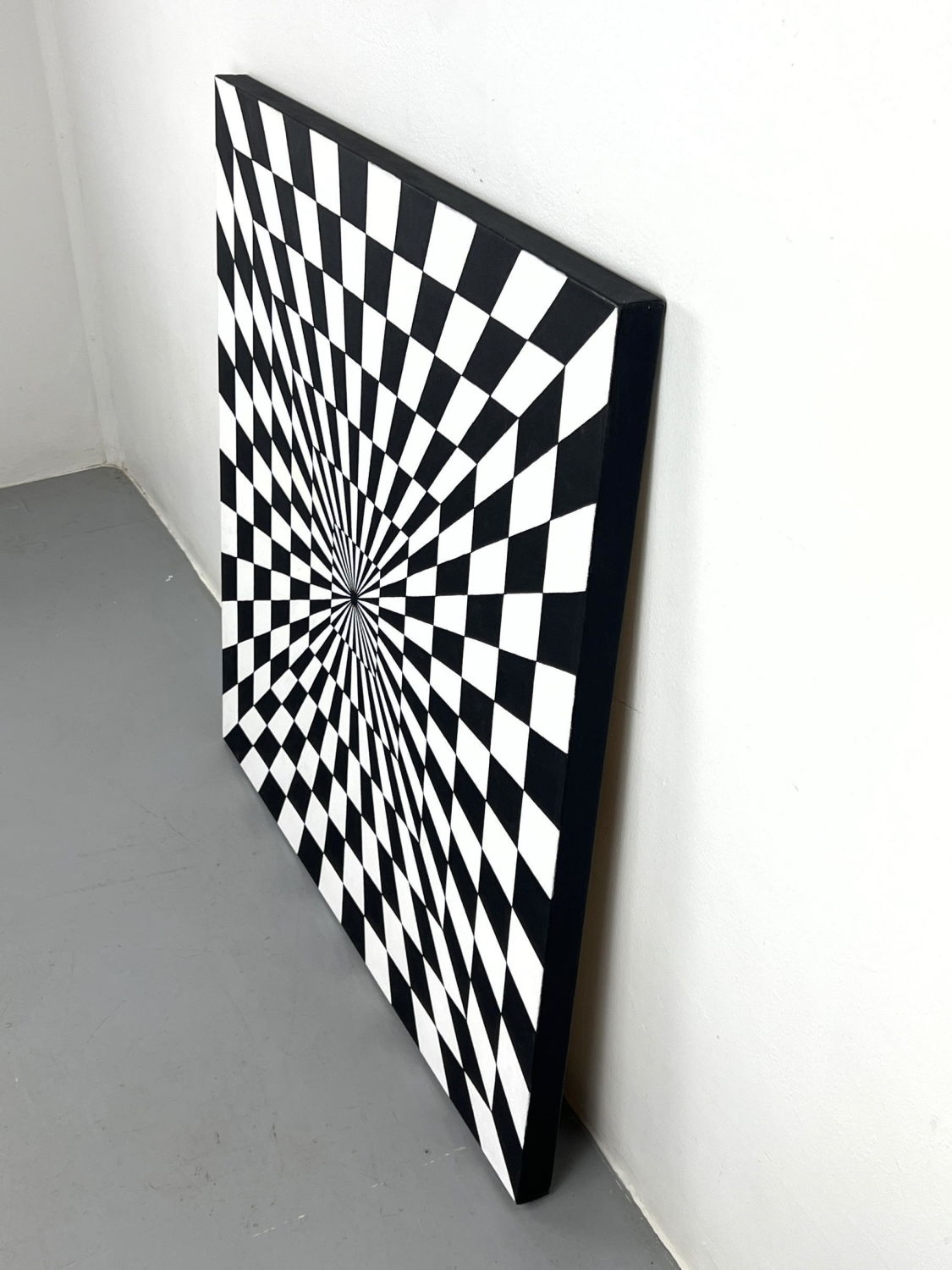 Tim Fisher | Lg TIM RAY FISHER Black and white Op Art acrylic painting ...