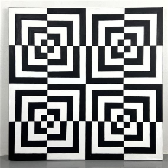 Tim Ray Fisher | Lg TIM RAY FISHER Quadrants Black and white Op Art ...