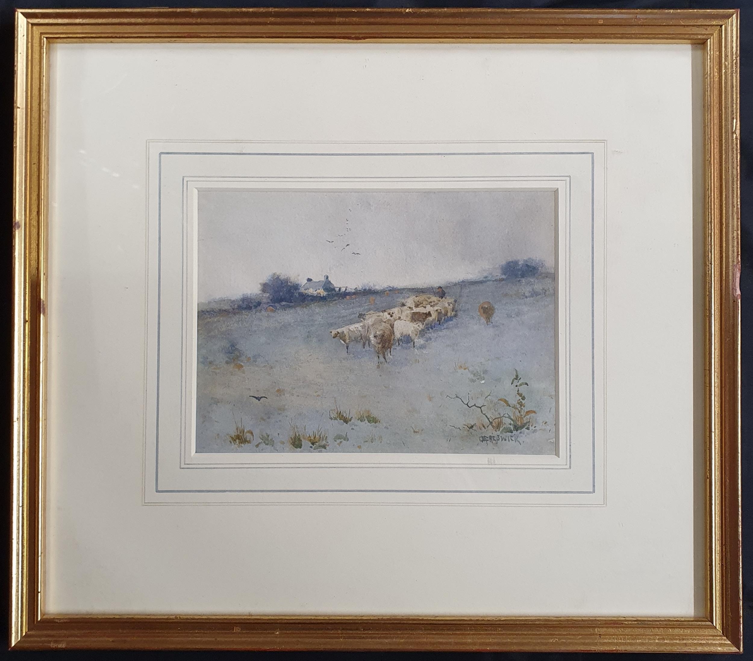 Thomas Creswick | shepherd herding his sheep in the winter | MutualArt