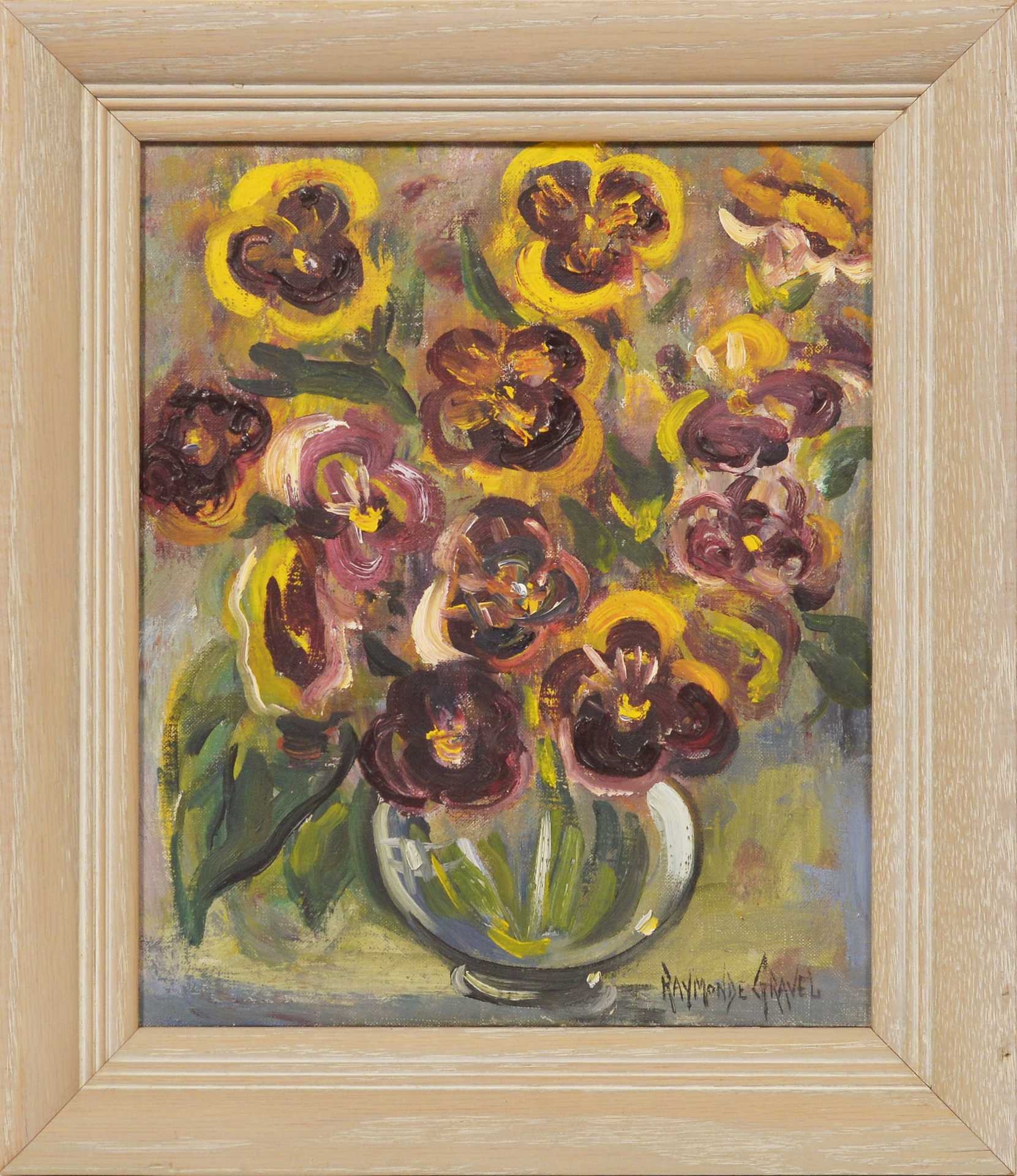 Raymonde Gravel | Pensées Huile sur toile, signée en bas à droite ...