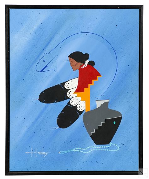 Carlis M. Chee | Carlis Chee b.1969 Navajo Abstract Figure Painting ...