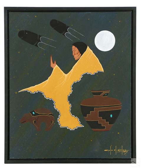 Carlis M. Chee | Carlis Chee b.1969 Navajo Abstract Figure Painting ...