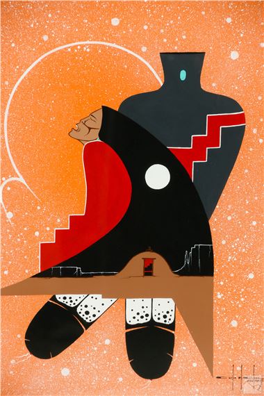 Carlis M. Chee | Carlis Chee b.1969 Navajo Abstract Figure Painting ...