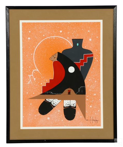 Carlis M. Chee | Carlis Chee b.1969 Navajo Abstract Figure Painting ...