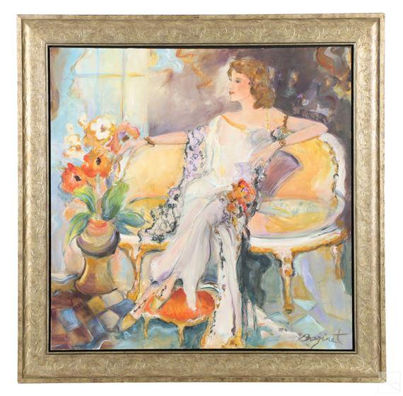 Jane Bazinet | Jane Bazinet b.1945 Figural Lady Portrait Painting ...