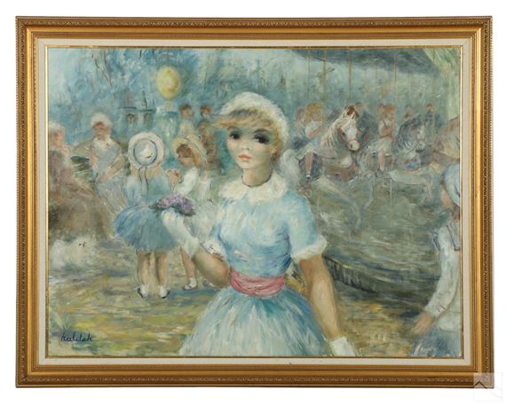 Huldah Cherry Jeffe | Huldah C Jeffe 1901-2001 Le Carousel Oil Painting (1971) | MutualArt