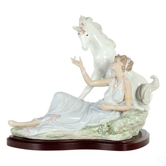 Joan Coderch | Lladro Spanish Porcelain GODDESS & UNICORN Statue (1995 ...