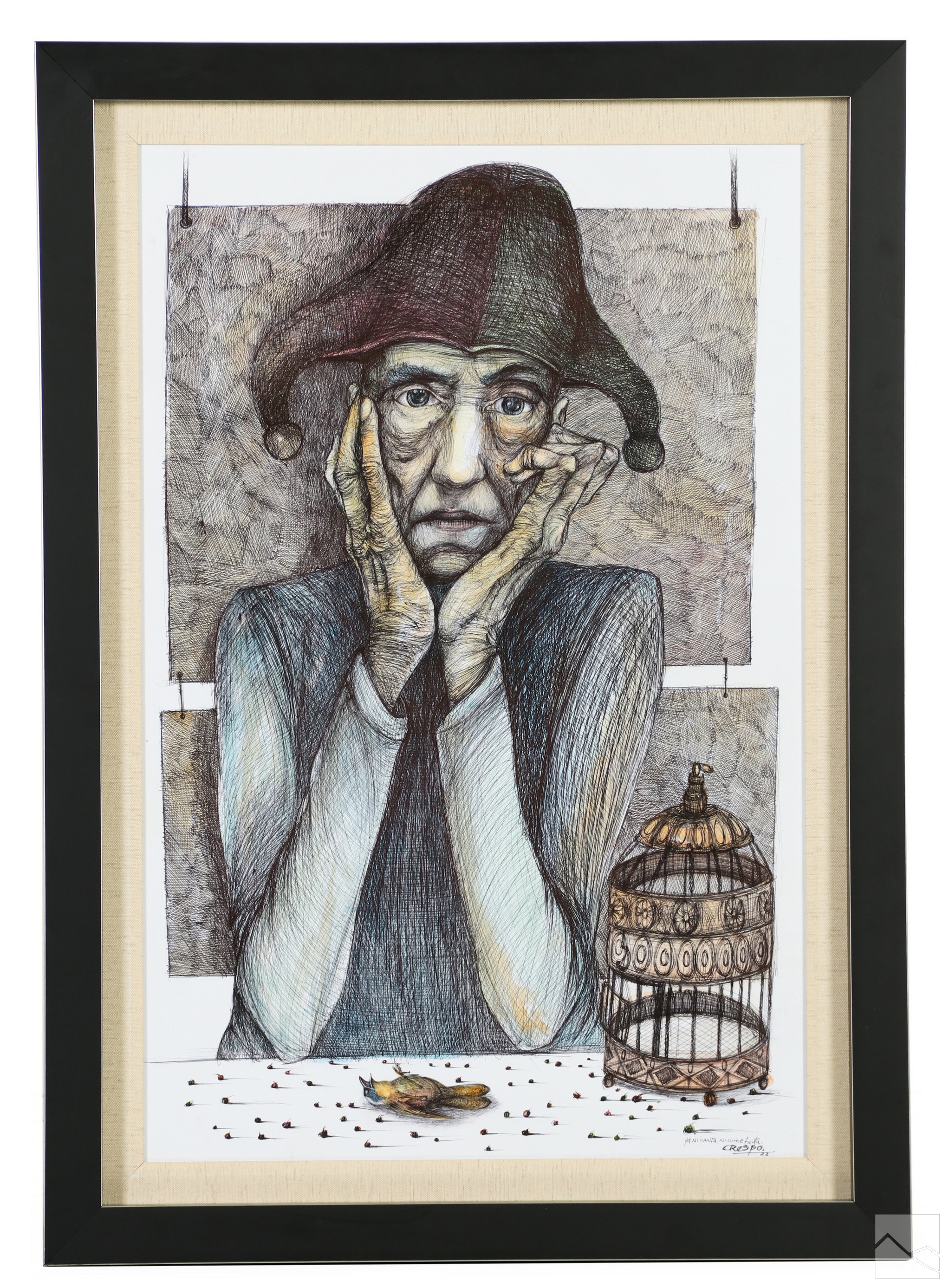 Isaac Crespo | Isaac Crespo b.1965 Abstract Figural Ink Painting ...