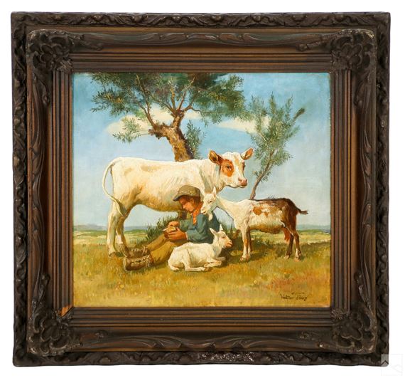 Walter Berg | Walter Berg 1906-1967 Figural Farm Life Painting | MutualArt