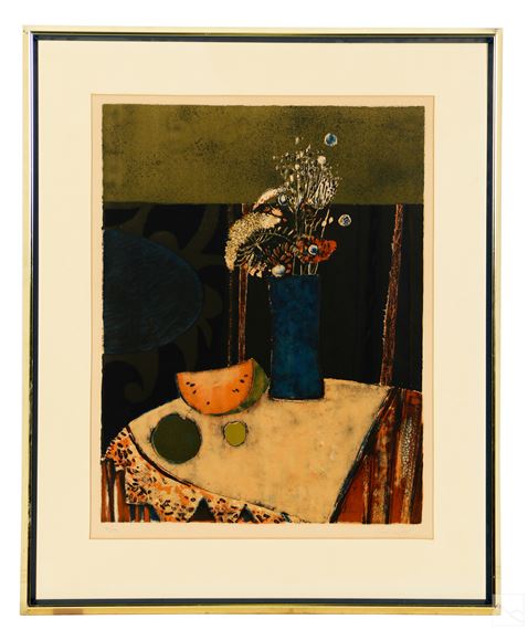 Rene Genis | Rene Genis 1922-2004 Still Life Lithograph SIGNED | MutualArt
