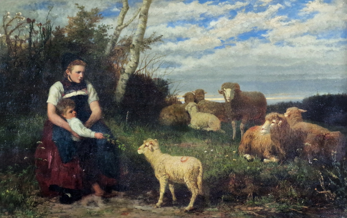 Ferdinand Schmalzigaug | Huile sur panneau de bois parqueté coulissant ...