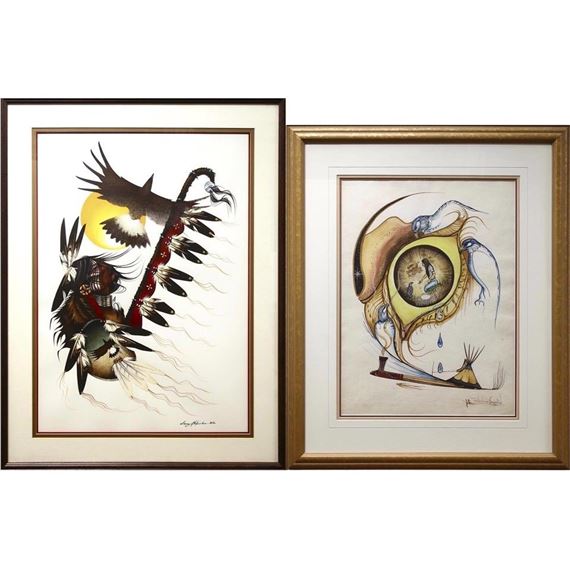 Garry Meeches | UNTITLED (WARRIOR WITH EAGLE AND SUN) & UNTITLED (PEACE ...
