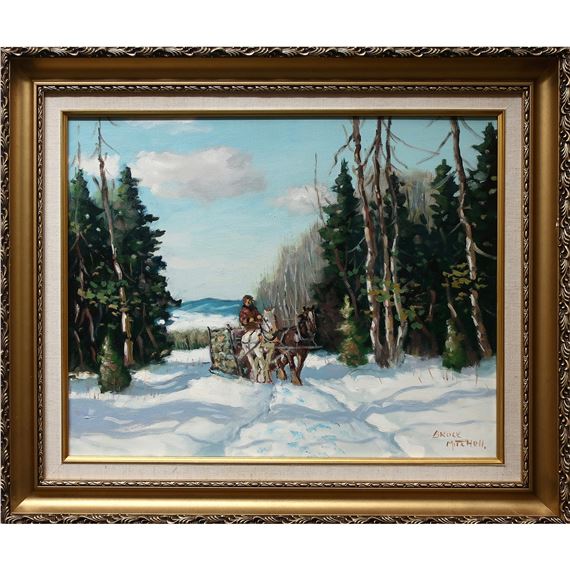 Bruce Mitchell | HAULING LOGS IN WINTER | MutualArt