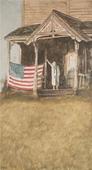 Martin Minahan | Martin Minahan Oil on Board Flag Woman | MutualArt
