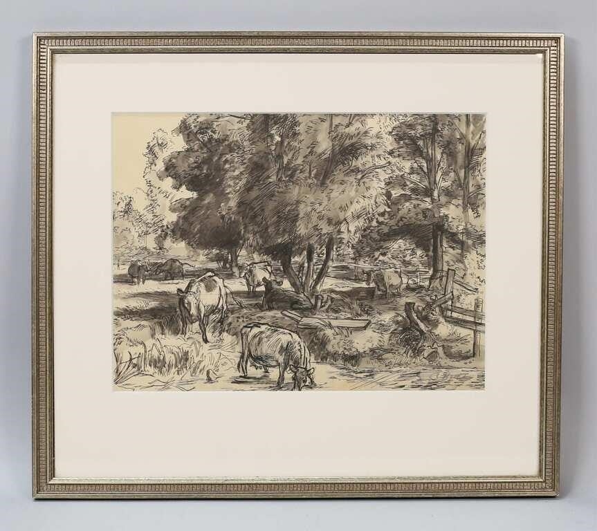 Cecil C. Bell | Cows Under Tree | MutualArt