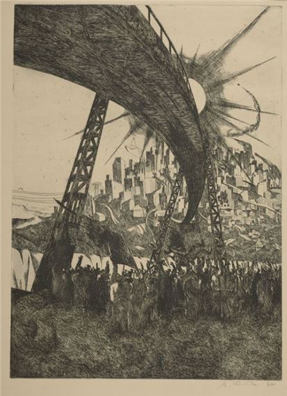 Arno Rink | Versammlung unter der Brücke (1970) | MutualArt