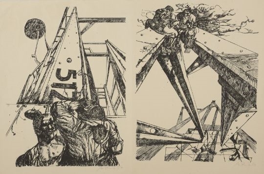 Arno Rink | 2 Grafiken Baustellenarbeiter (1967) | MutualArt