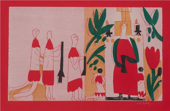 HAP Grieshaber | Osterritt,1964. Box with 5 woodcuts on wove paper and ...