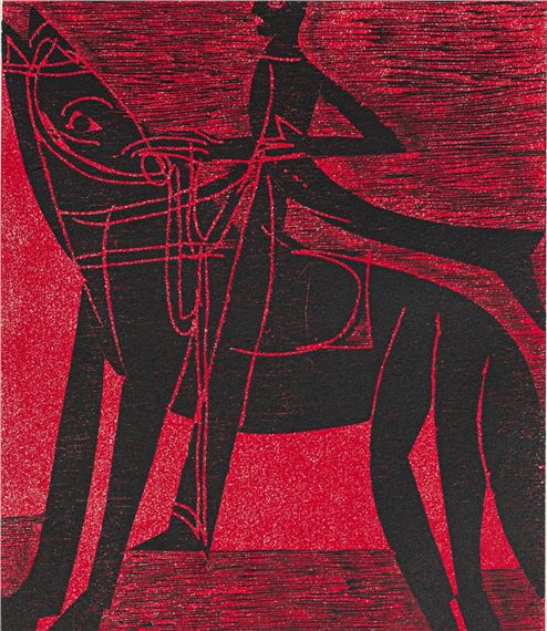 HAP Grieshaber | Horse man, 1982. Woodcut on wove paper. With ...