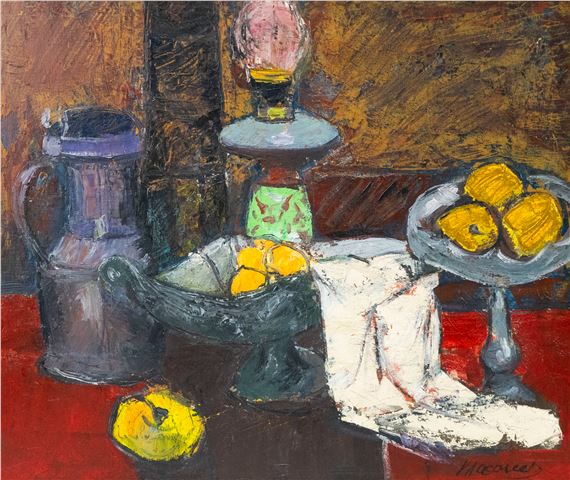 Dumitru Macovei | Still Life with Lamp and Fruit Bowl (2007) | MutualArt