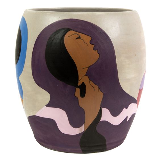 R.C. Gorman | R.C. Gorman pottery vase: The Joke (1981) | MutualArt