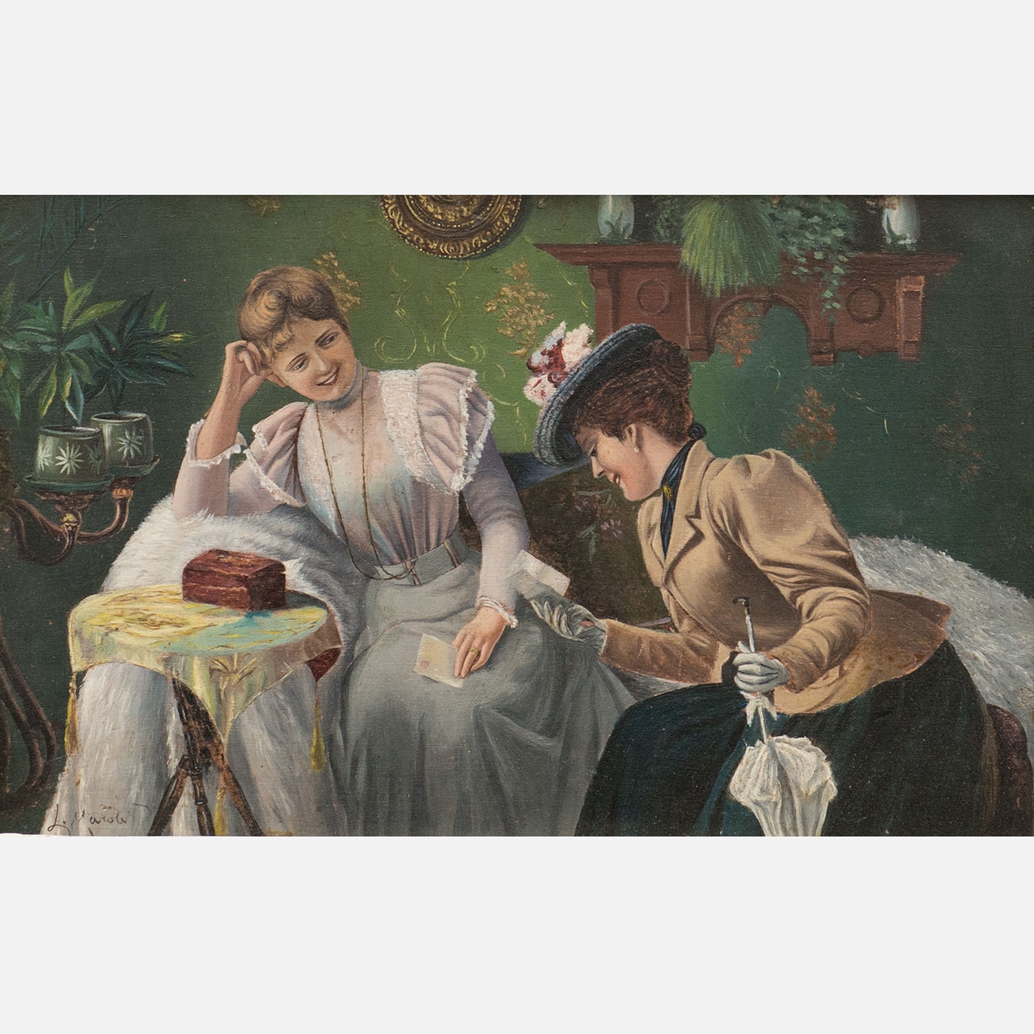 Ludek Marold | two ladies reading a letter | MutualArt