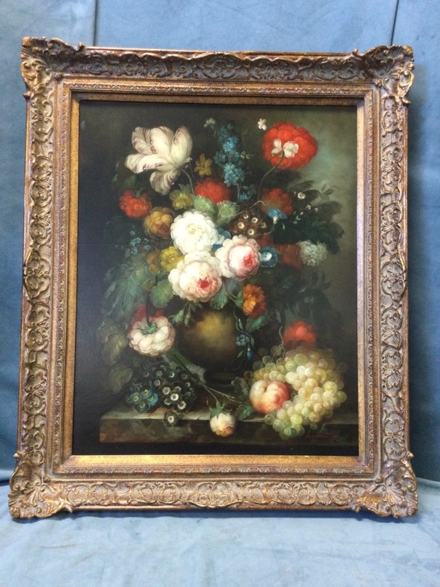 L. Martin | Dutch style still life with ebullient vase of flowers ...