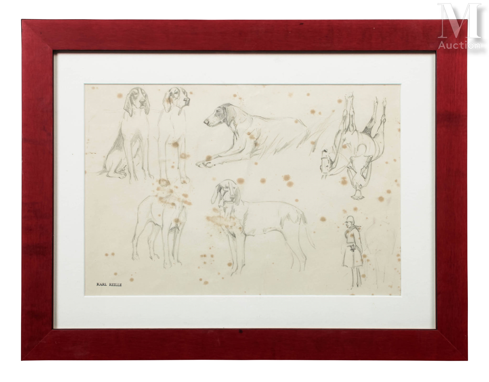 Karl Reille | Etude de veneur et les braques | MutualArt