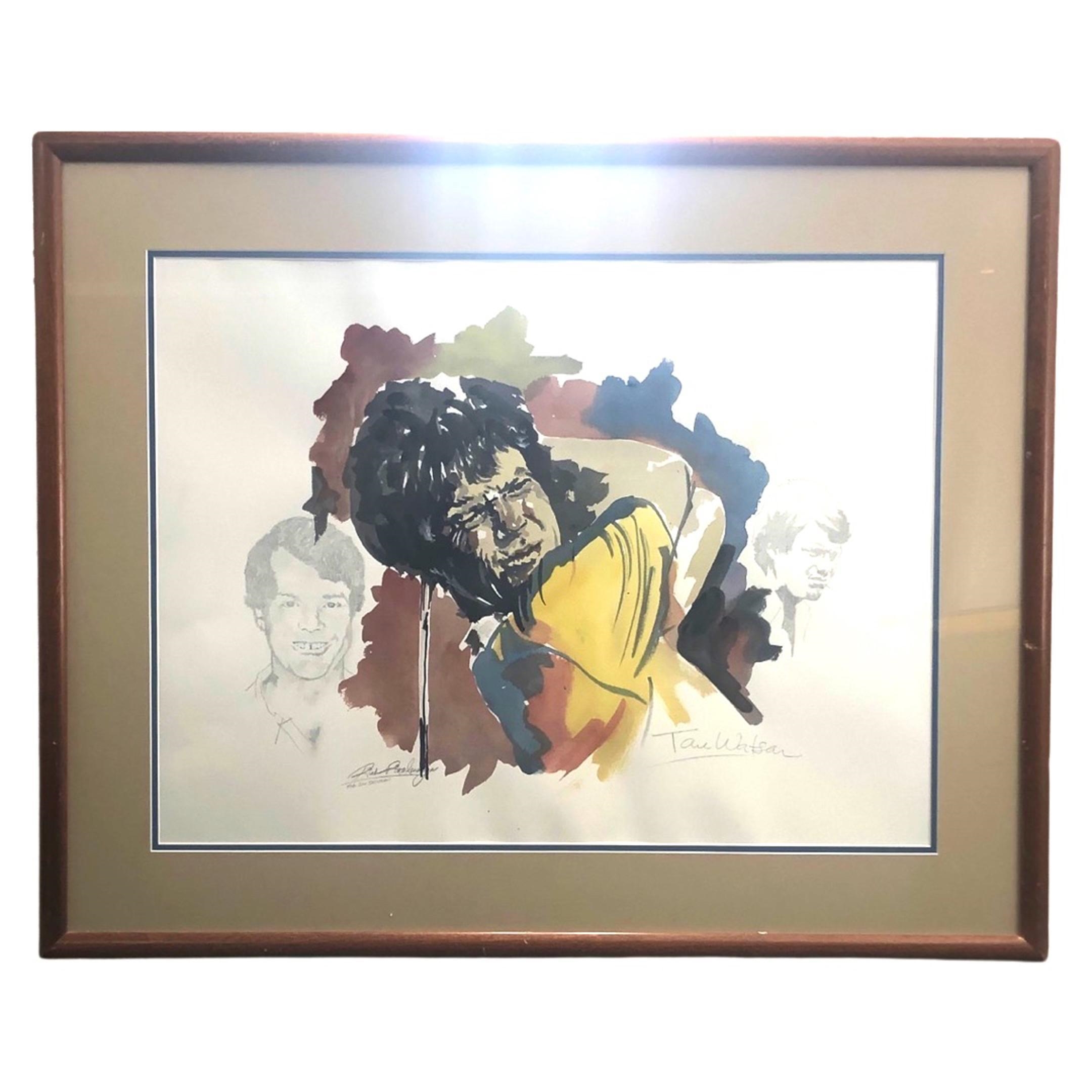Tom Watson | Signed Watercolor Tom Watson Golf Portrait | MutualArt