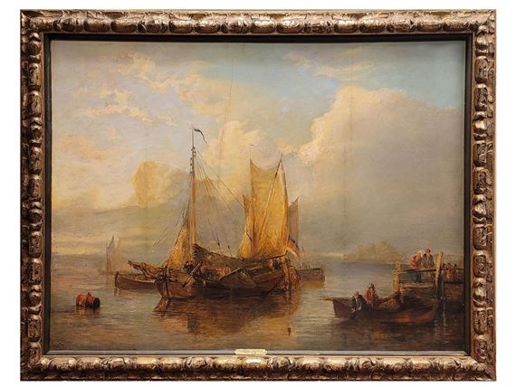 Clarkson Frederick Stanfield | Dutch Boats in Harbor (1832) | MutualArt