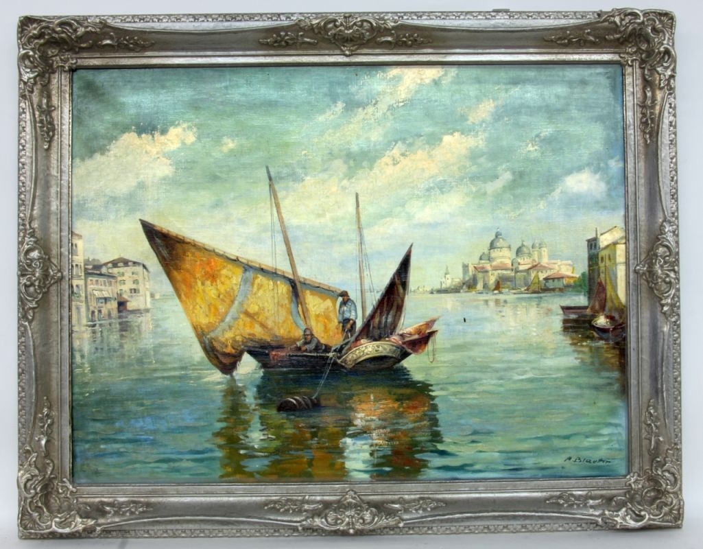 Albert Blaetter | Fishing boats in front of Venice | MutualArt