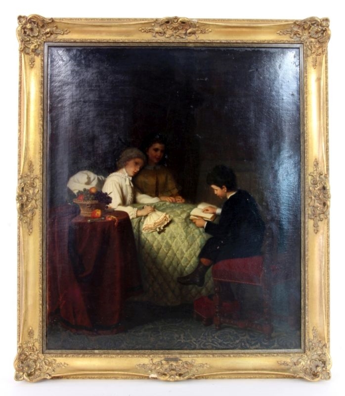 Auguste Ludwig | 3 children playing in the parlour | MutualArt