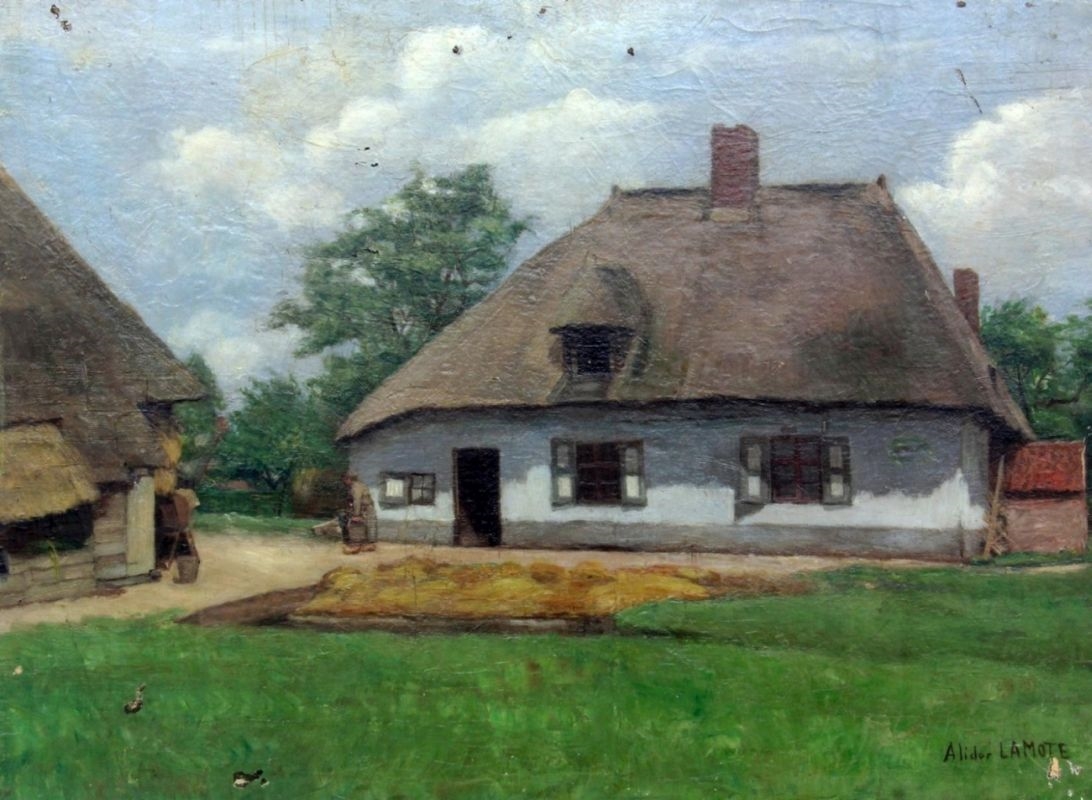 Alidor Lamote | Farm with thatched houses | MutualArt