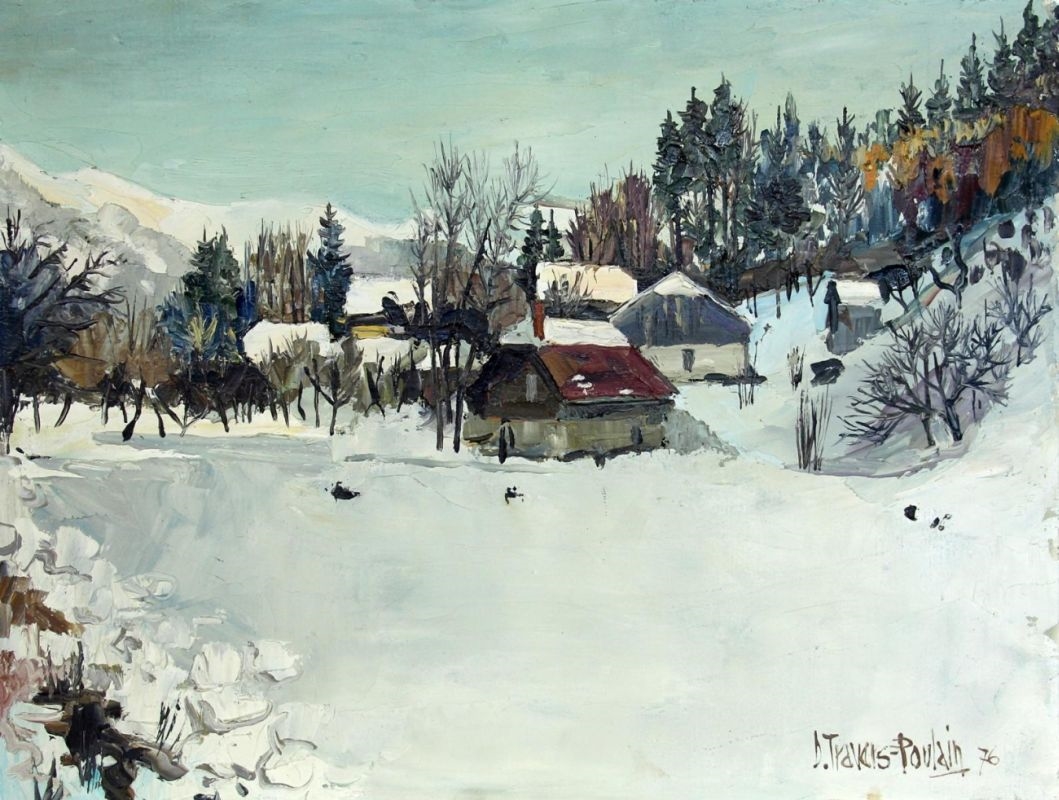 Denise Travers-Poulain | Snowy village in the mountains (1976) | MutualArt