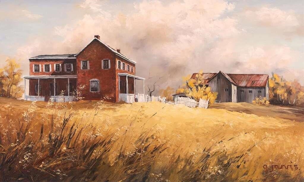 Georgia Jarvis | AUTUMN FARMHOUSE WITH STORM CLOUDS APPROACHING | MutualArt