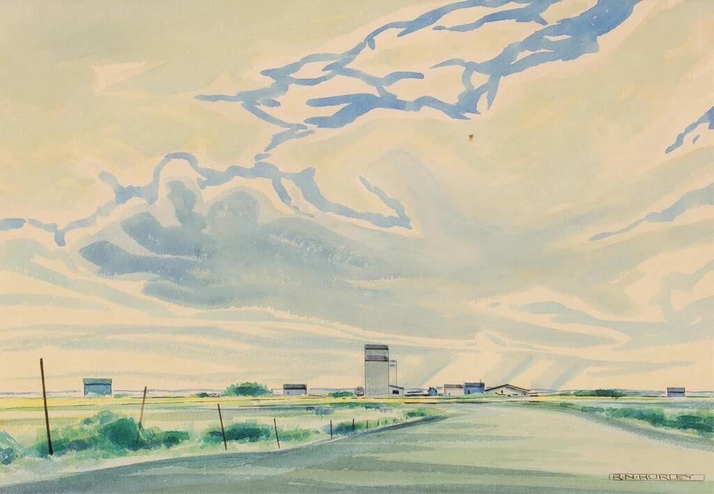 Robert Newton Hurley | ACTIVE SKIES OVER THE ELEVATORS | MutualArt