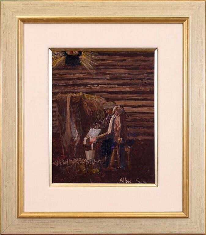 Allen Sapp | MY GRANDMOTHER MILKING THE COW IN THE BARN (NOOKUM IN THE ...
