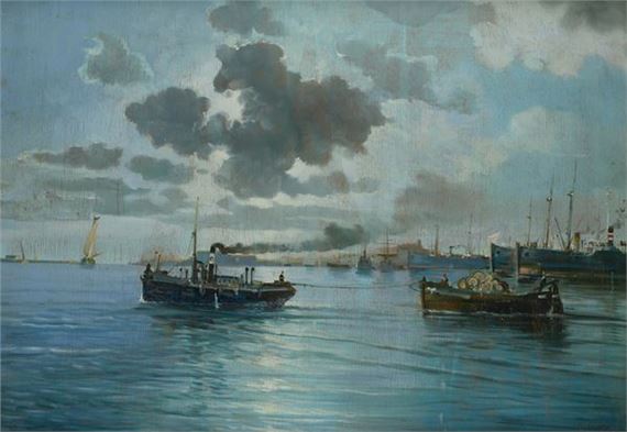 Giacomo Moretti | Boats in port | MutualArt