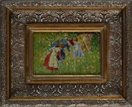Giuseppe Leoni | Little girls in the meadow | MutualArt