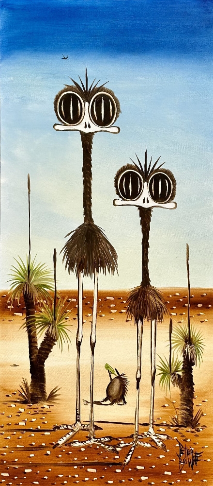 Peter Browne | Two Emus and A Friend | MutualArt
