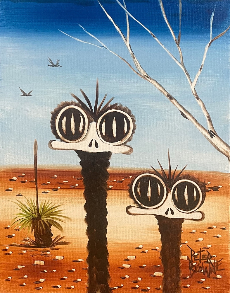 Peter Browne | Outback Emus | MutualArt